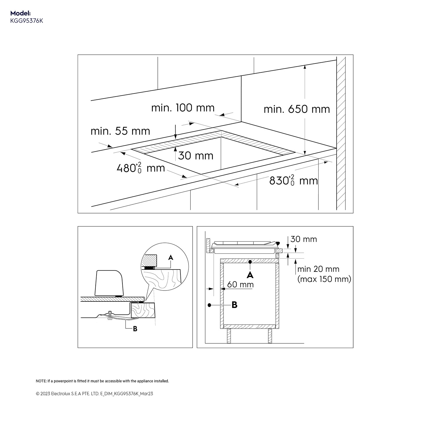 5-Burner Gas Stove KGG95376K Built-in Design | Electrolux Arabia