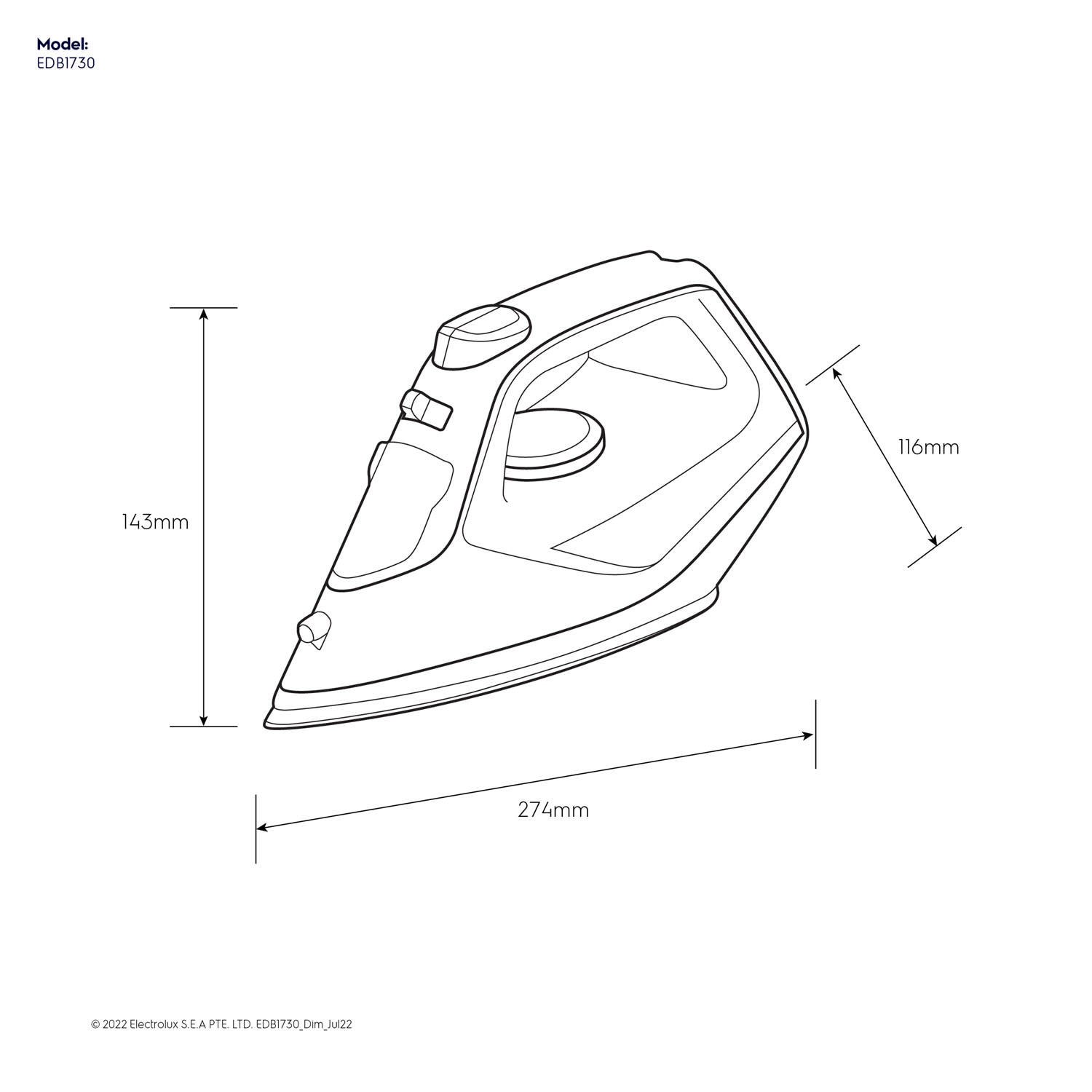 2300W EasyLine steam iron - EDB1730 | Electrolux Arabia